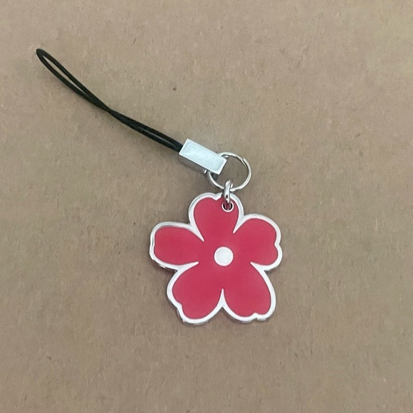 Burberry | Accessories | Burberry Red Enamel Flower Keychain Fob Bag ...